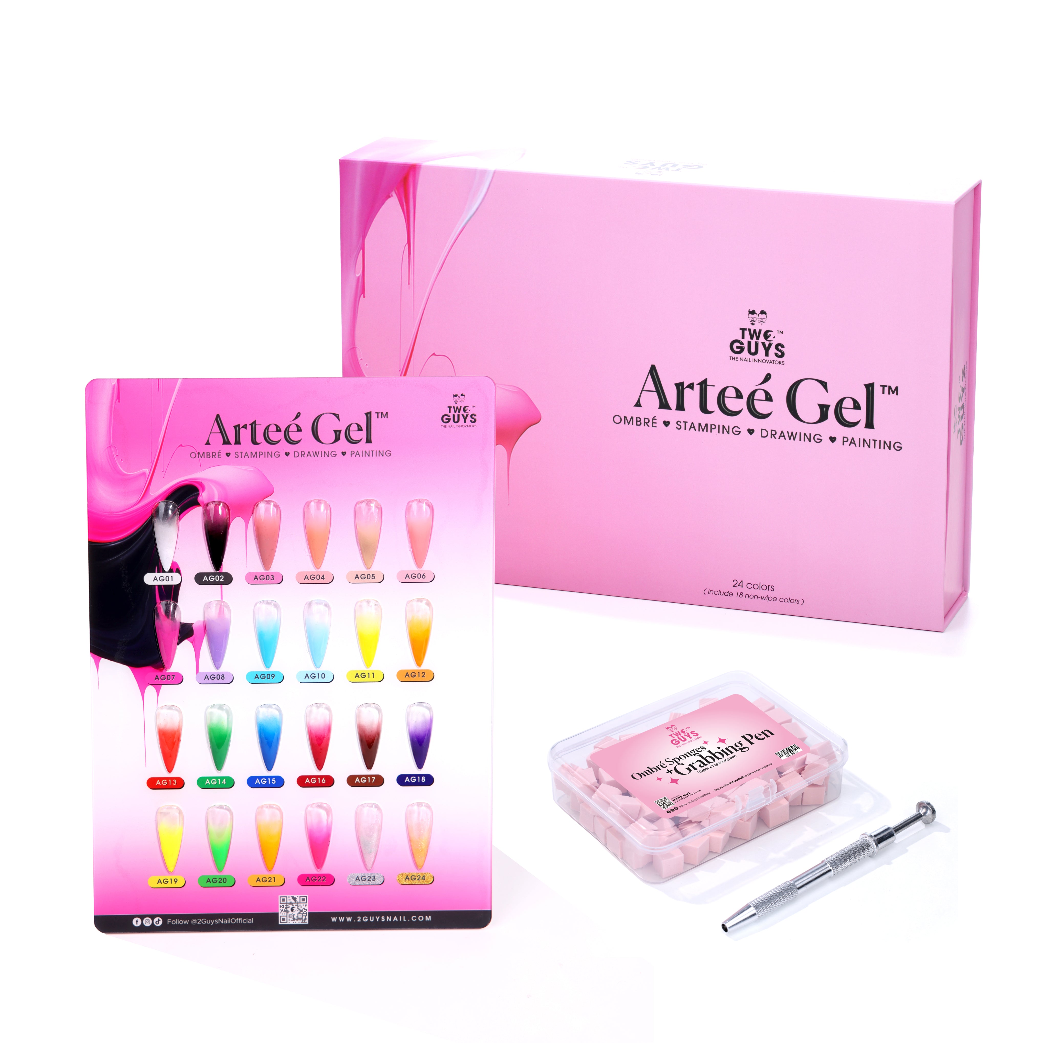 Artee Gel™ Collection (24 colors) FREE Color Chart + Ombré Sponges Kit ...